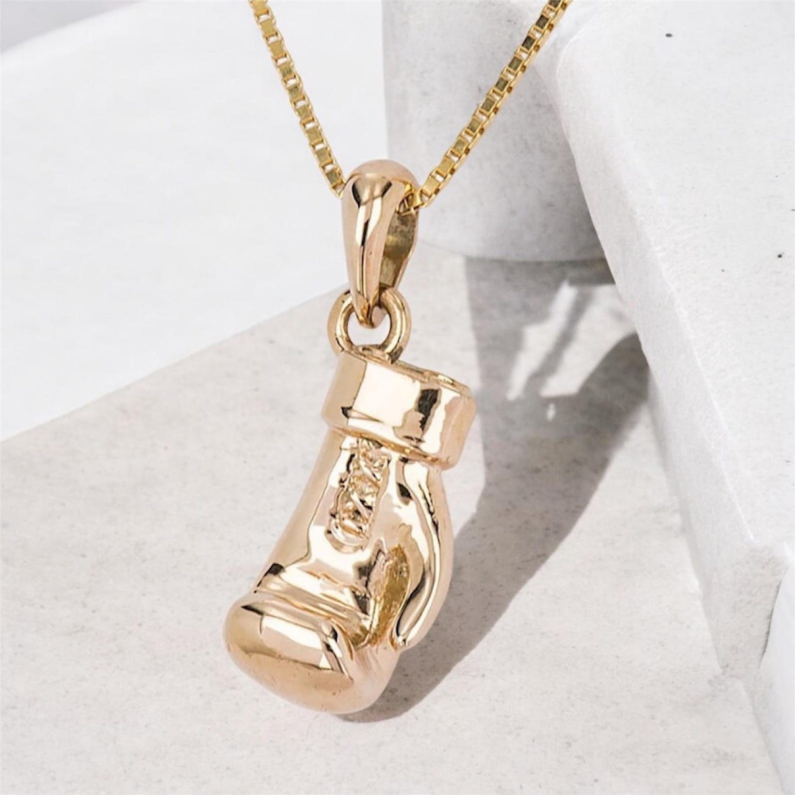 Boxing Glove Pendant, 14k Solid Gold Necklace, Boxers Gift, Mixed ...