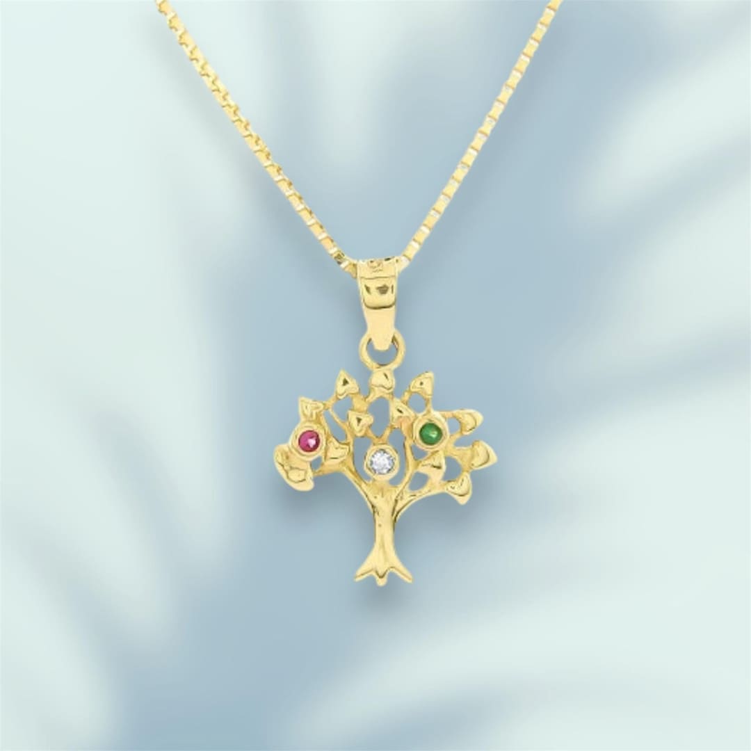 Tree of Life Pendant, 14k Yellow Gold Necklace, Tree Charm, Solid Gold ...