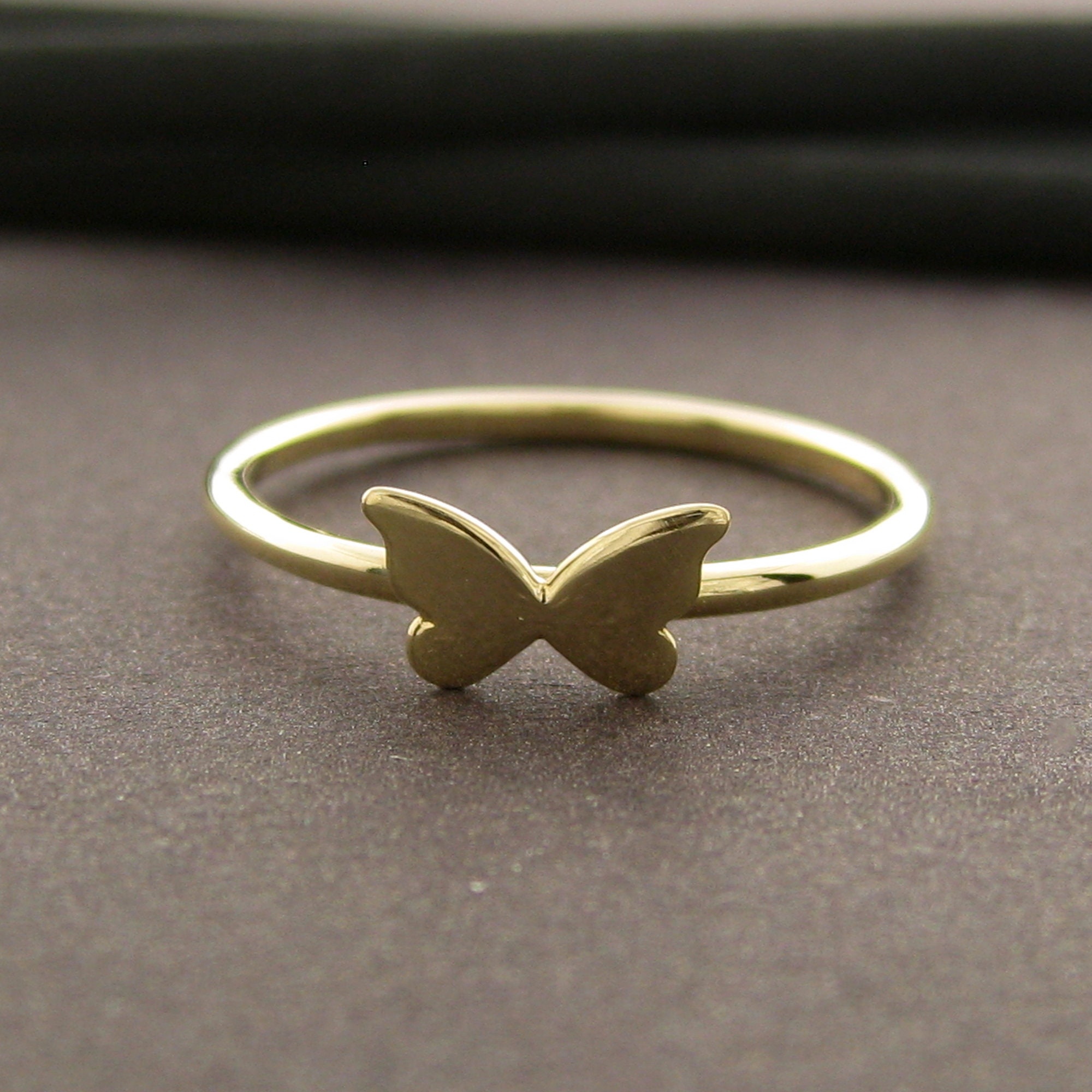 Solid 14K Gold Butterfly Ring Handmade Delicate Design Perfect Gift for ...