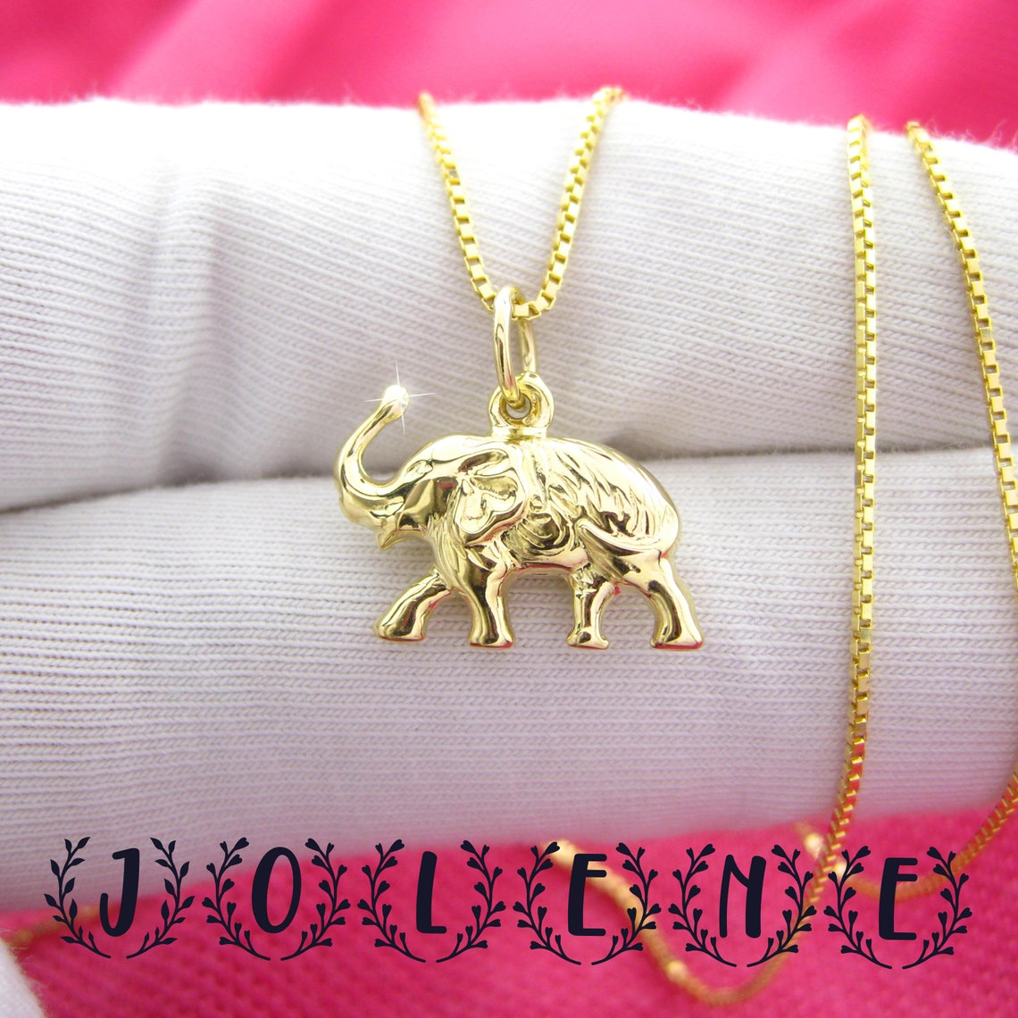 Elephant Necklace 14k Gold Chain Necklace Gold Elephant, 14k Yellow ...