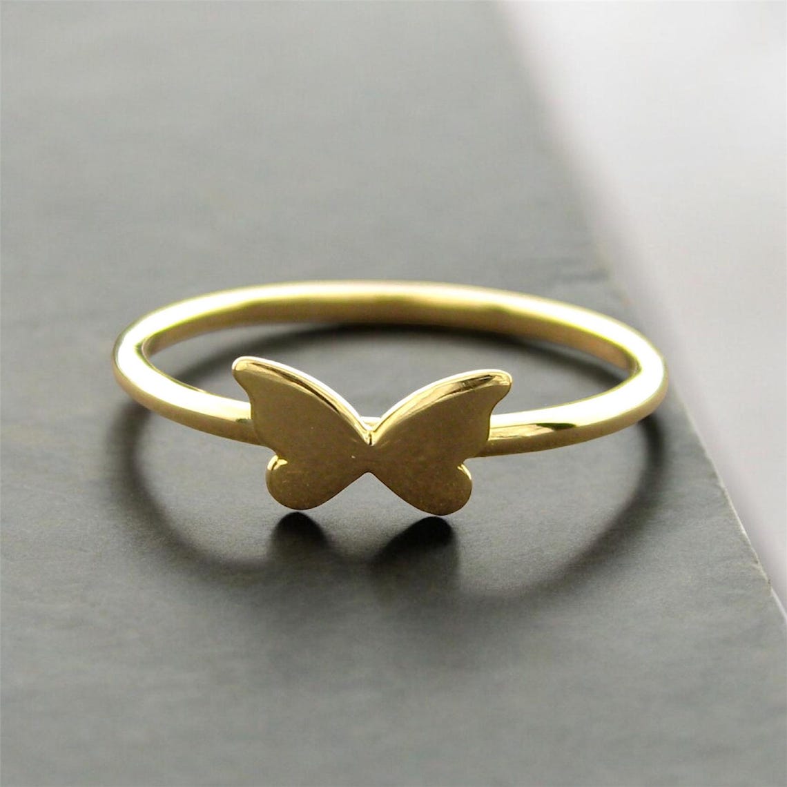 Solid 14K Gold Butterfly Ring | Handmade Delicate Design | Perfect Gift ...