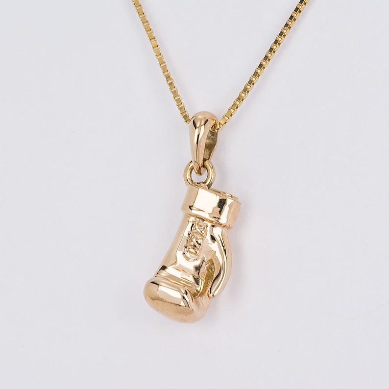 Boxing Glove Pendant, 14k Solid Gold Necklace, Boxers Gift, Mixed Metals Jewelry, Boxing ...