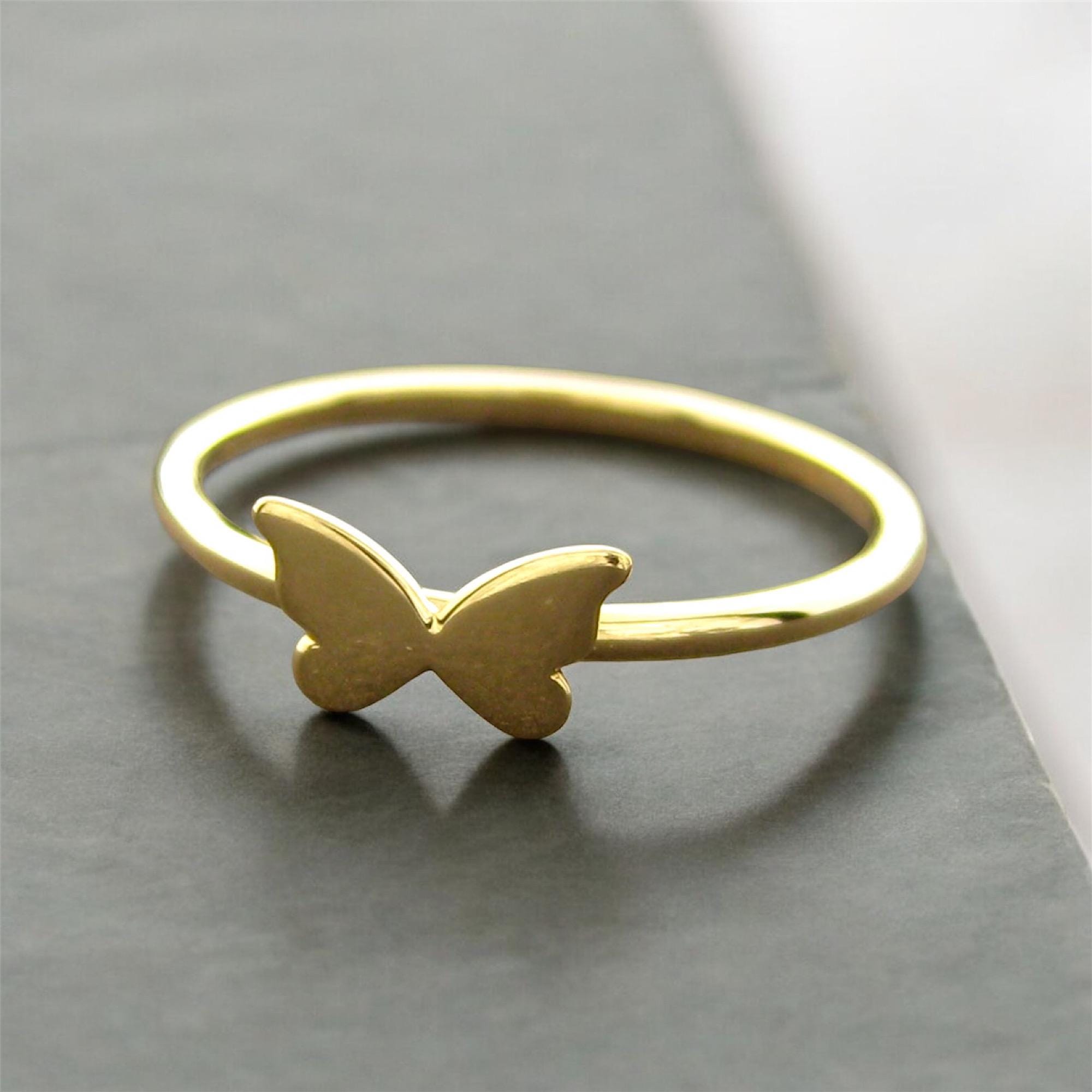 Solid 14K Gold Butterfly Ring | Handmade Delicate Design | Perfect Gift ...