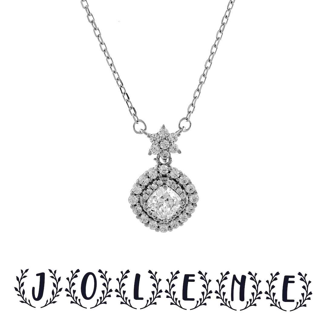 Silver White Stone Necklace, Sterling Silver 925 White Stone Pendant ...