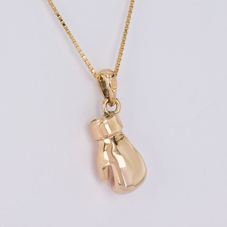 Boxing Glove Pendant, 14k Solid Gold Necklace, Boxers Gift, Mixed Metals Jewelry, Boxing ...