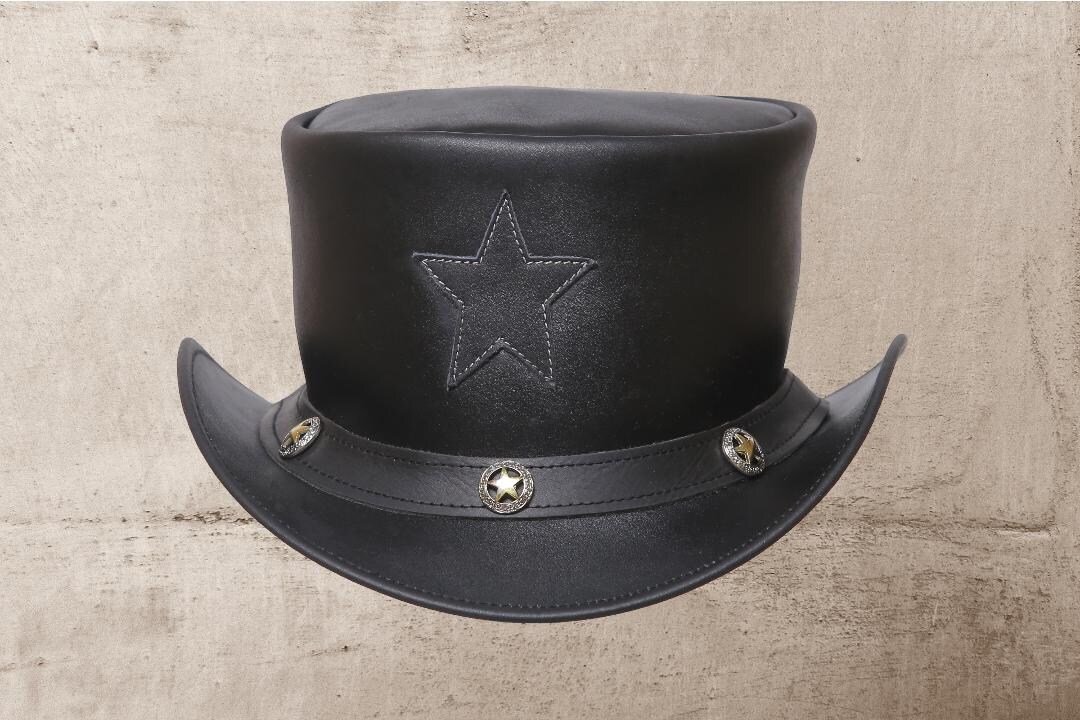 Leather Hat Top Hat Stars Band Steampunk Top Hat ,gothic Top Hat ...