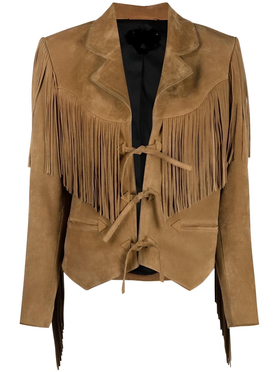 Leather Fringes Tan Brown Suede Brando Jacket ,beaded Braided Country ...