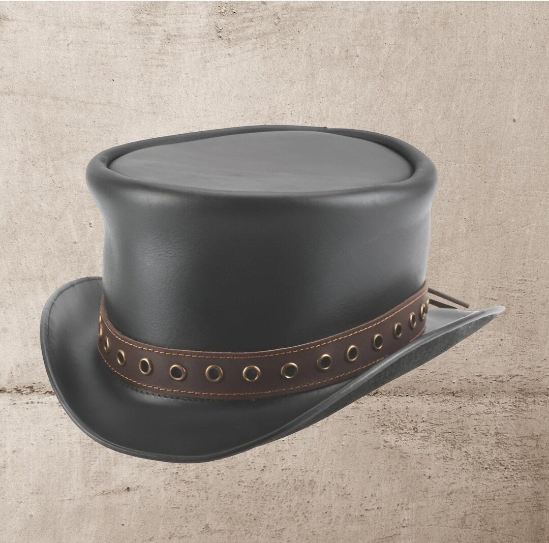 Leather Hat Top Hat Rings Band Steampunk Top Hat ,gothic Top Hat ...