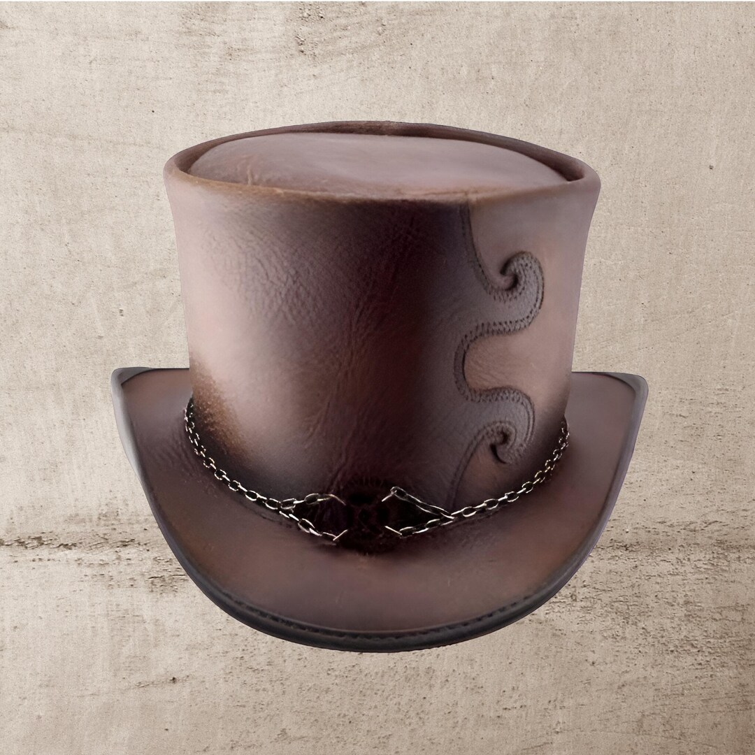 Leather Hat Top Hat Punk Crown Steampunk Top Hat ,gothic Top Hat ...