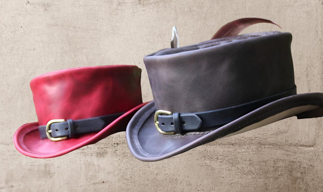 Leather Hat Top Hat Side Buckle Steampunk Top Hat ,gothic Top Hat ...