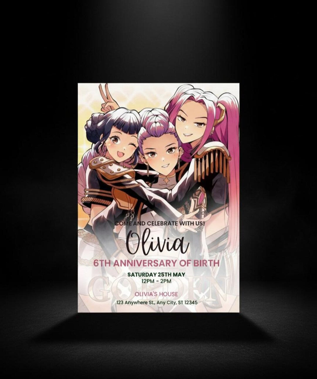 Anime Birthday Invitation Editable | Cute Anime Party Invite | Kpop ...