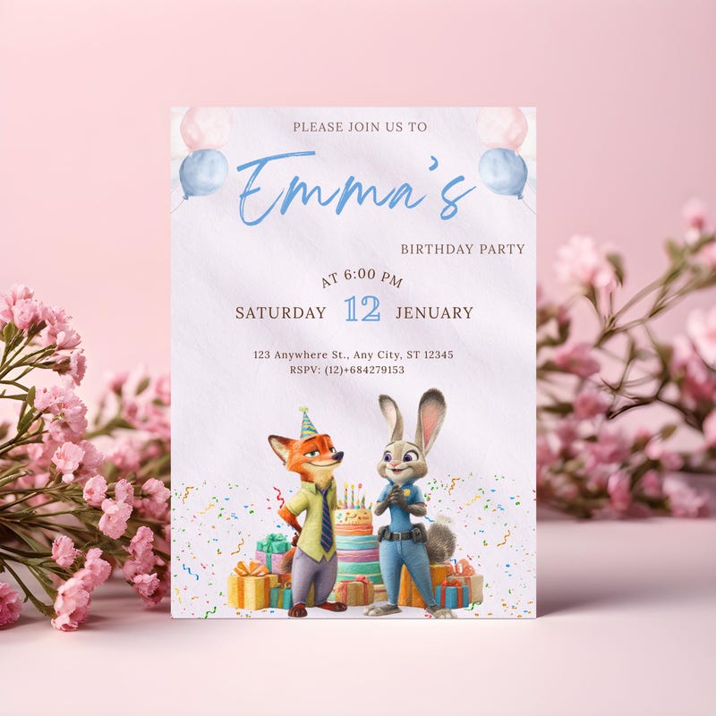 Cute Zootopia Invitation - Etsy