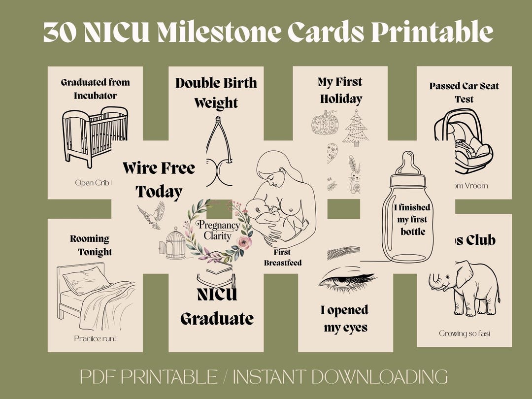 NICU Milestone Cards Printable | Preemie Baby Gift for Boy or Girl ...