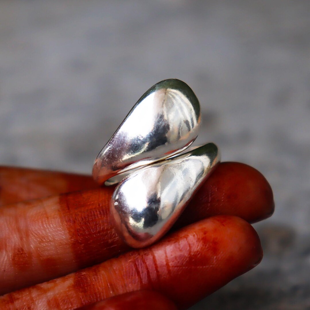 Silver Sculptural Wrap Ring, Bold Adjustable Ring, Unique Ring, Chunky ...