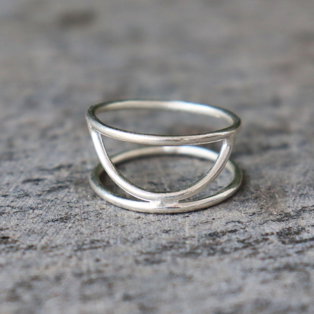 Sterling Silver Open Circle Ring, Minimalist Geometric Band - Etsy