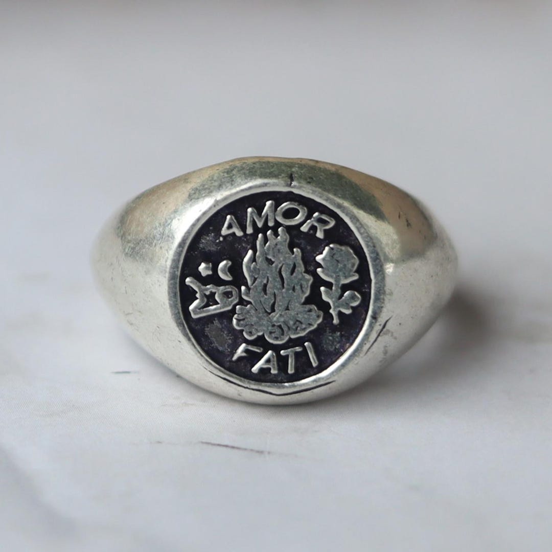 Amor Fati Signet Ring, 925 Silver, Stoic Philosophy Jewelry - Etsy