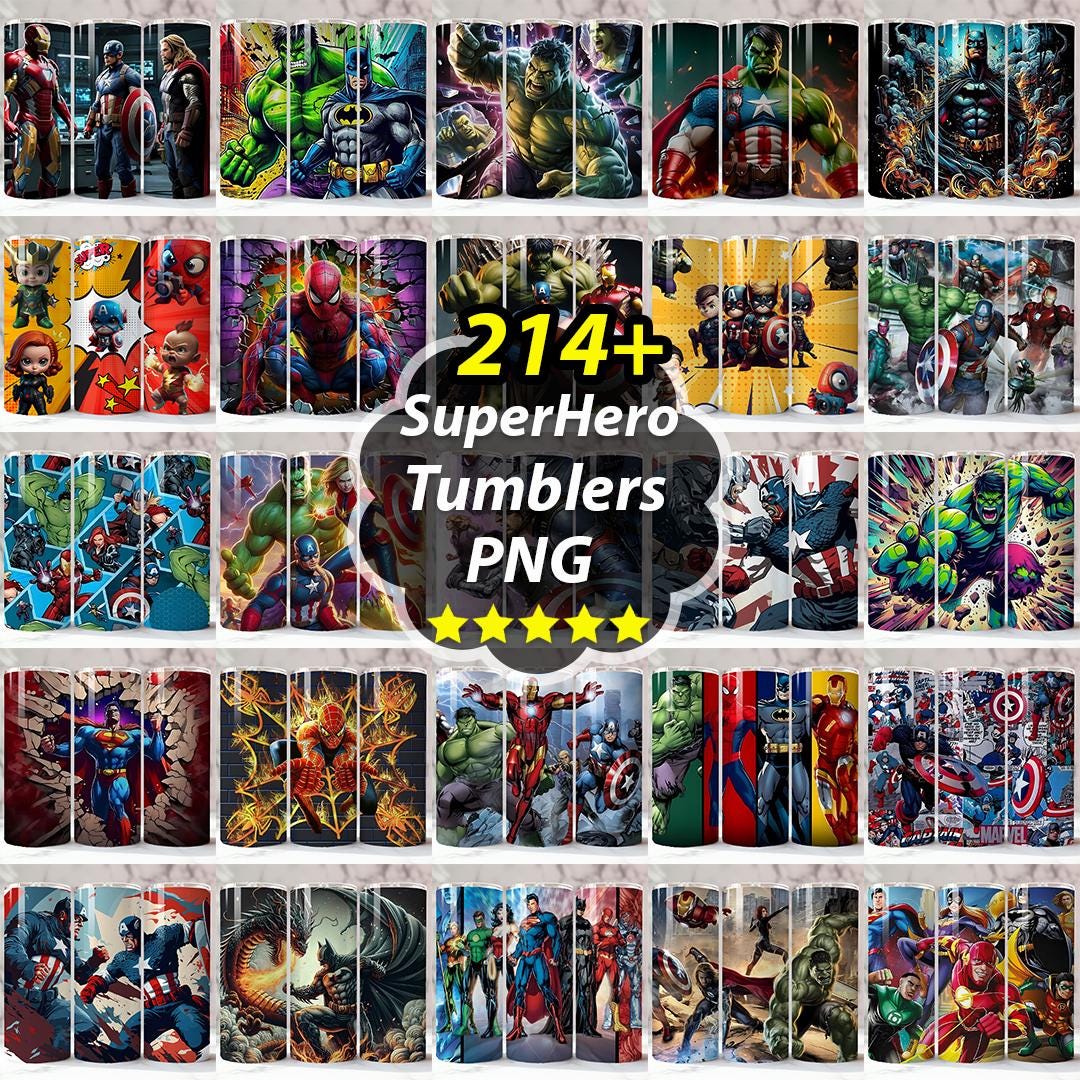 Superhero Tumbler Wraps PNG, 20oz Skinny Tumbler Sublimation (digital ...