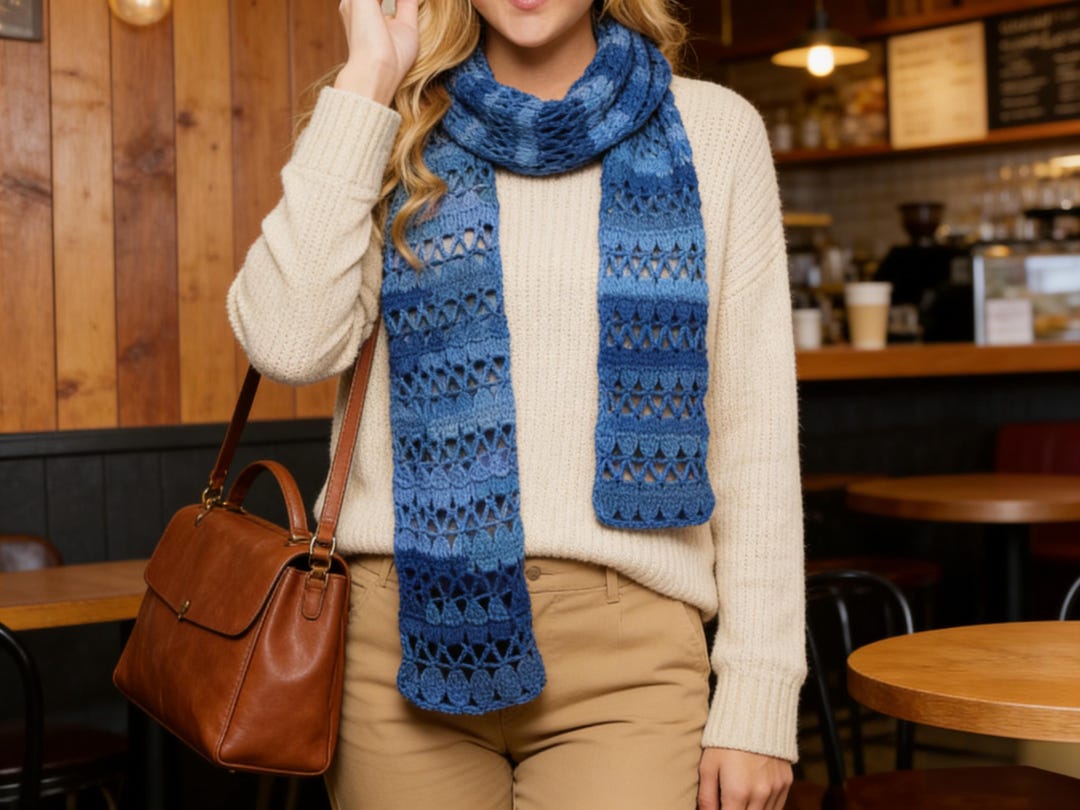 Coral Reef Scarf Crochet Pattern PDF – Easy Fingering Weight Shell ...