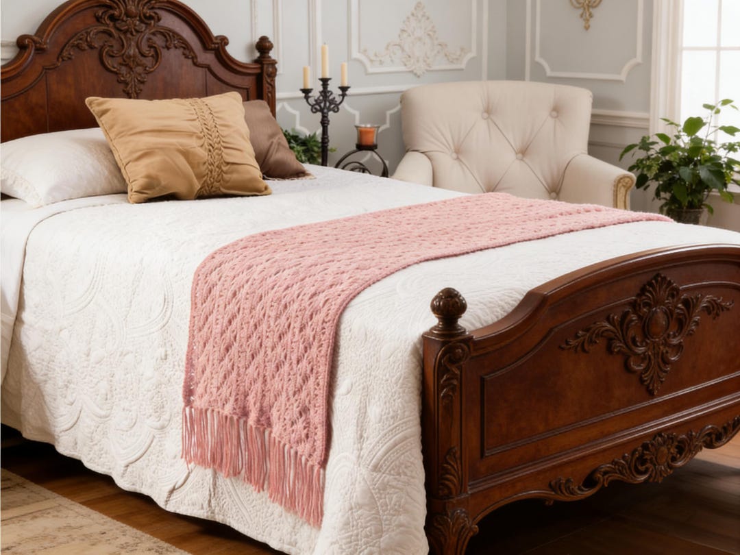 Copper Lace Bed Scarf Crochet Pattern PDF, Easy Sparkly Scarf (instant ...