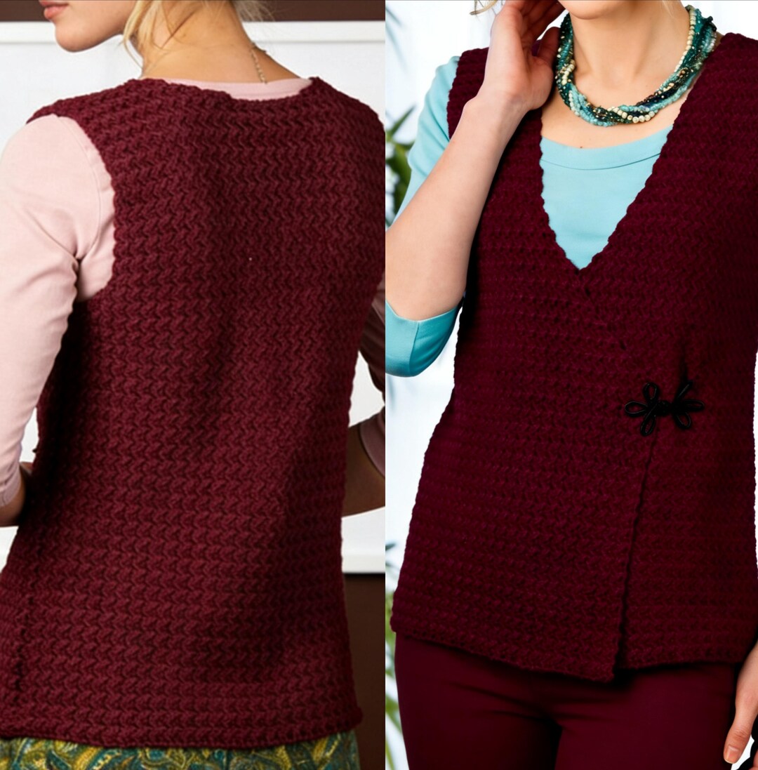 Cross-front Vest Crochet Pattern | Beginner-friendly PDF | Sizes Small ...