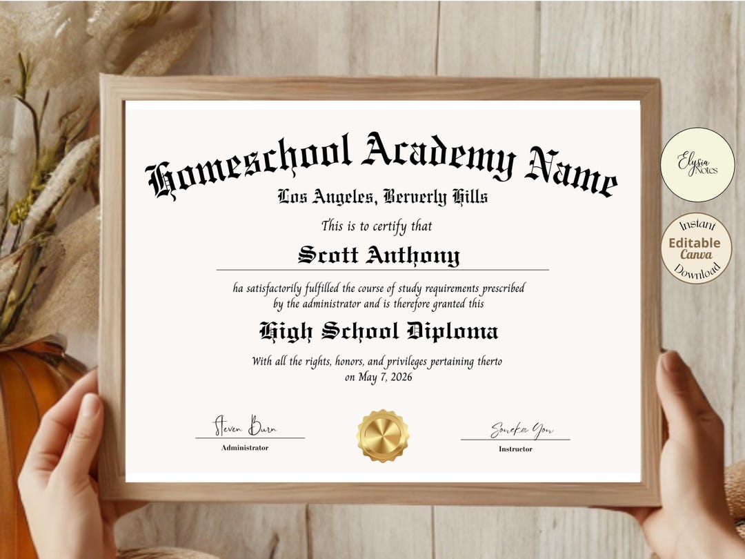 Homeschool Achievement Certificate, Editable Printable Award for Kids ...