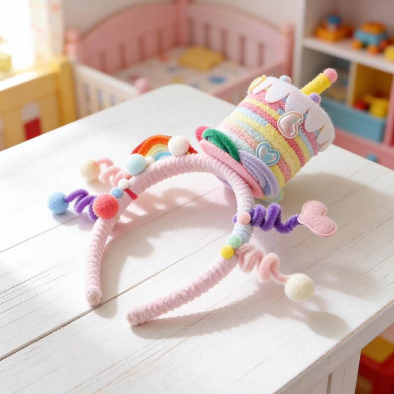 Birthday Cake Headband, Rainbow Party Hat, Kids Celebration - Etsy