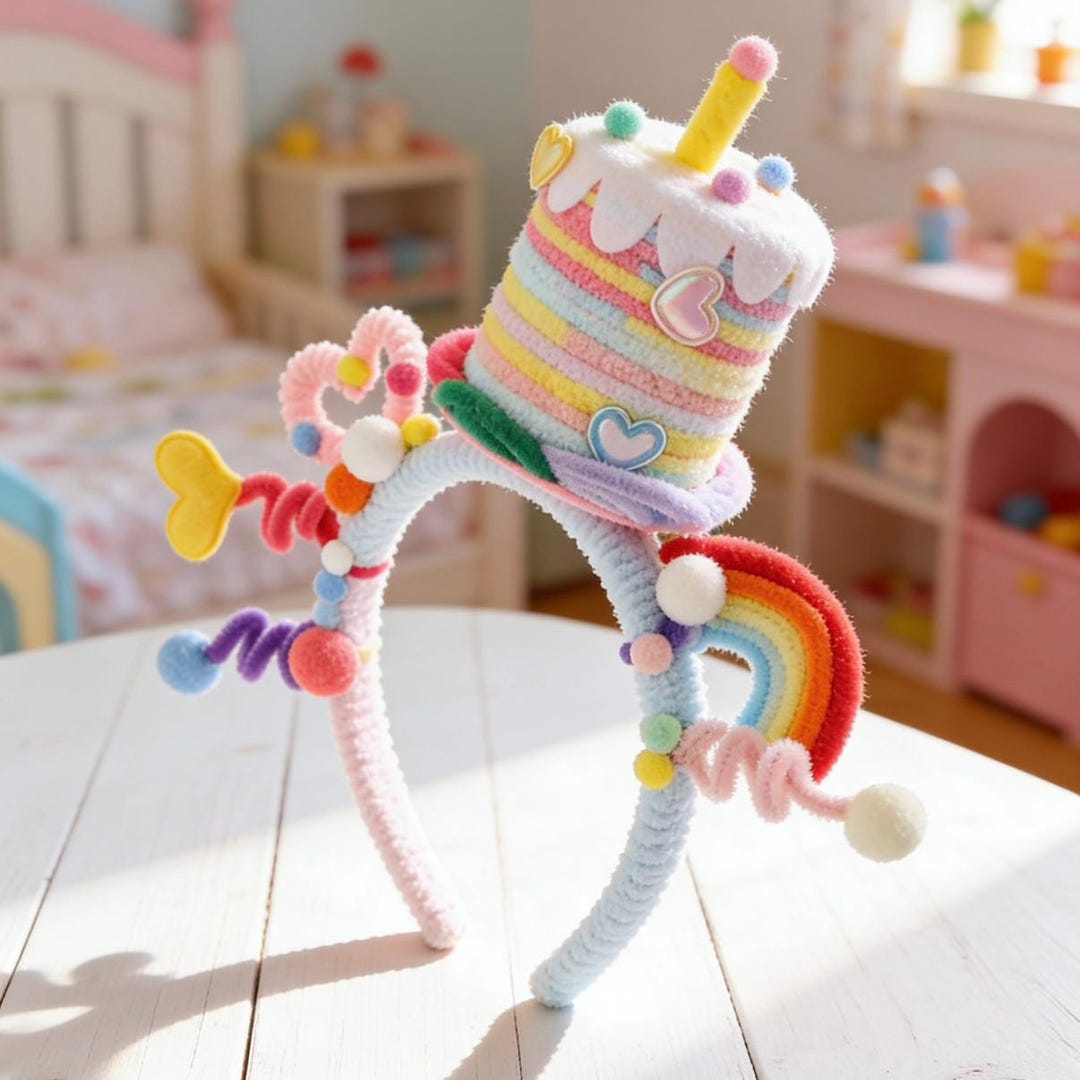 Birthday Cake Headband, Rainbow Party Hat, Kids Celebration - Etsy