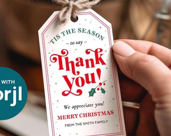 Christmas Thank You Gift Tags, Printable Teacher Gift Tags, Employee ...