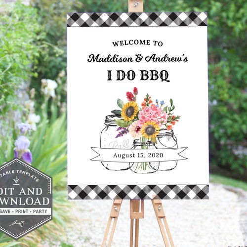 I Do BBQ Sign Mason Jars Welcome Sign BBQ Welcome Sign - Etsy