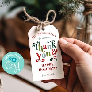 Printable Thank You Gift Tags, Thank You Holiday Tags, for Friends, for ...