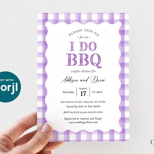 Purple I Do BBQ Invitation Backyard BBQ Couples Shower Invite Light ...