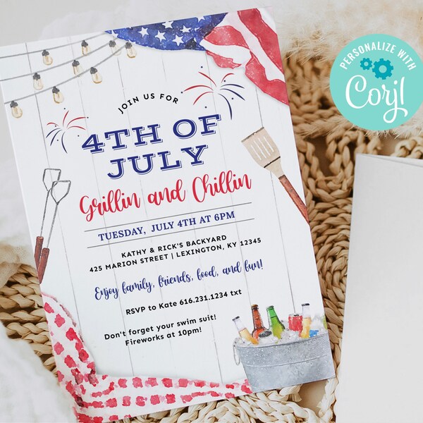 July 4th Invitations - Etsy
