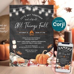 Fall Celebration Party Invitation, Neighborhood Fall Party Invitation ...