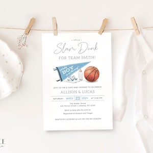 Basketball Baby Shower Invitation, Coed Baby Shower With Basketball ...