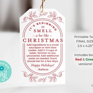 Stovetop Potpourri Gift Tag, Christmas Potpourri Tag, Holiday Scents ...