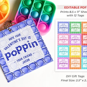 Valentine's Day Pop It Tags PDF Classroom Valentines, Printable PDF Pop ...