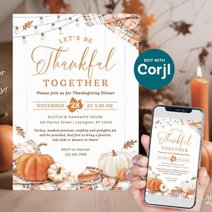 Thanksgiving Invitation, Digital Thanksgiving Invite, Casual ...