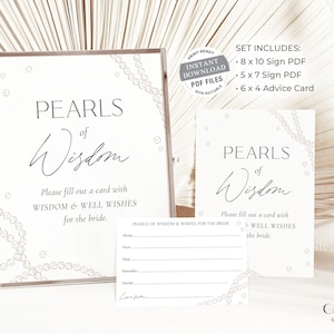 Pearls and Prosecco Advice Cards and Signs, Pearls of Wisdom and Wishes ...