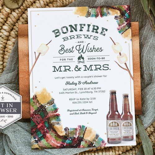 Bonfire and Brews Invitation Bonfire Couples Shower | Etsy