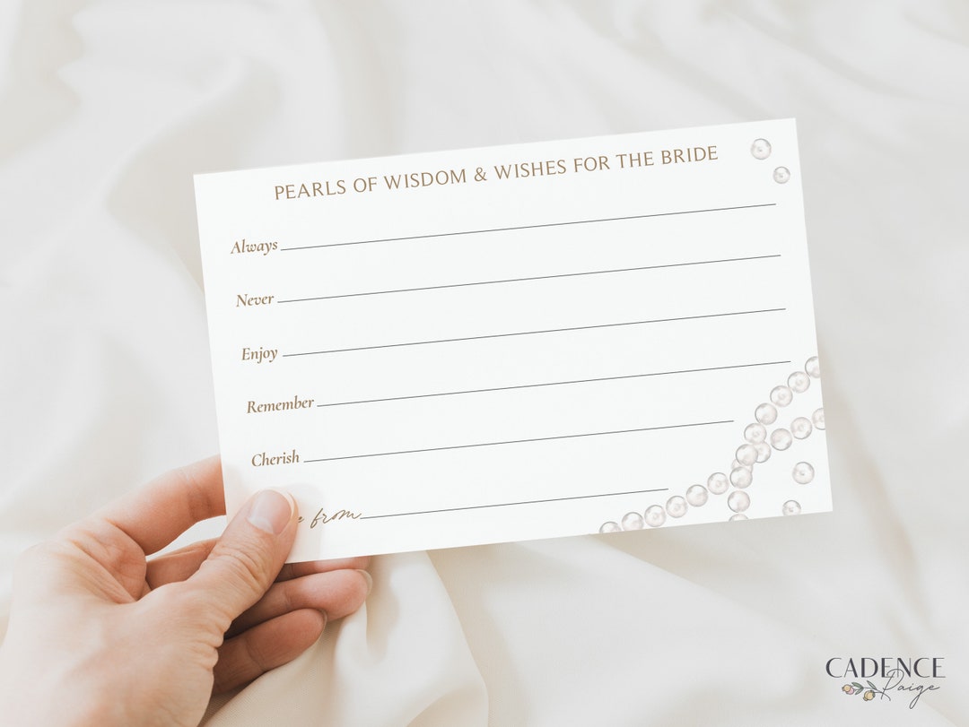 Pearls and Prosecco Advice Cards, Pearls of Wisdom and Wishes Cards ...