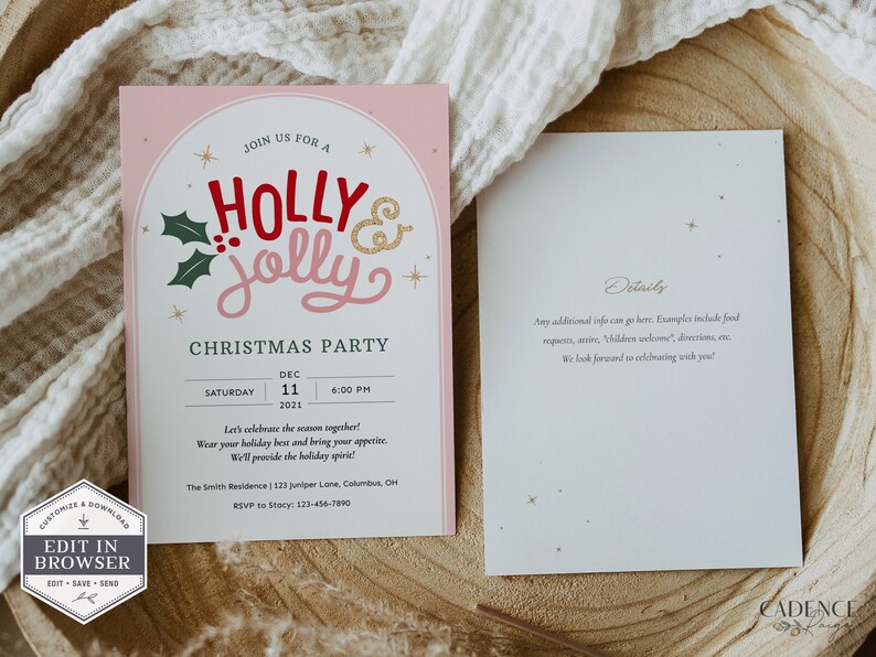 Boho Christmas Party Invite Mod Holiday Party Invite Retro - Etsy