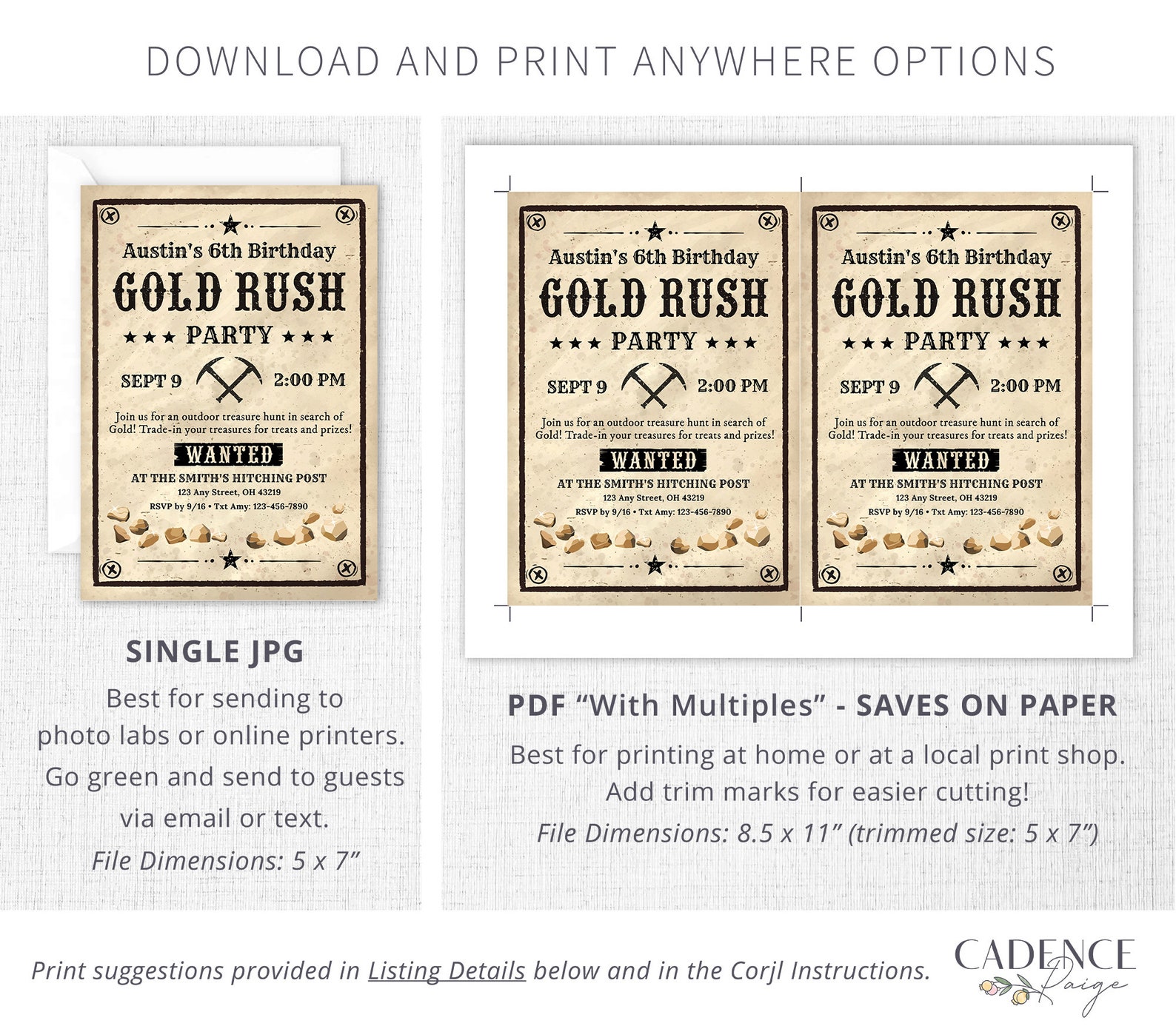 Golden Birthday Invitation Gold Rush Birthday Invite Unique - Etsy