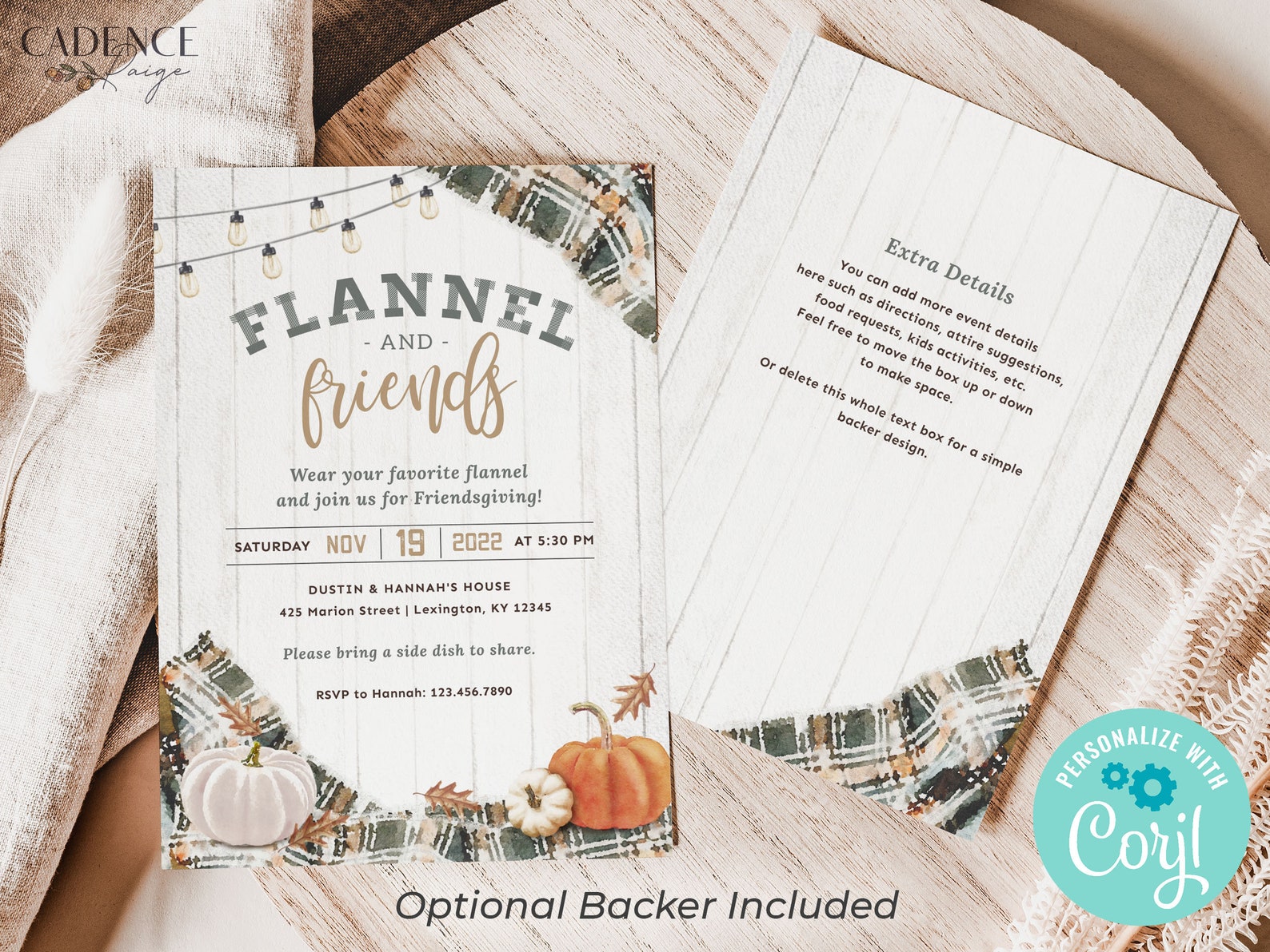 Friendsgiving Invitation Flannel and Friendsgiving Party - Etsy