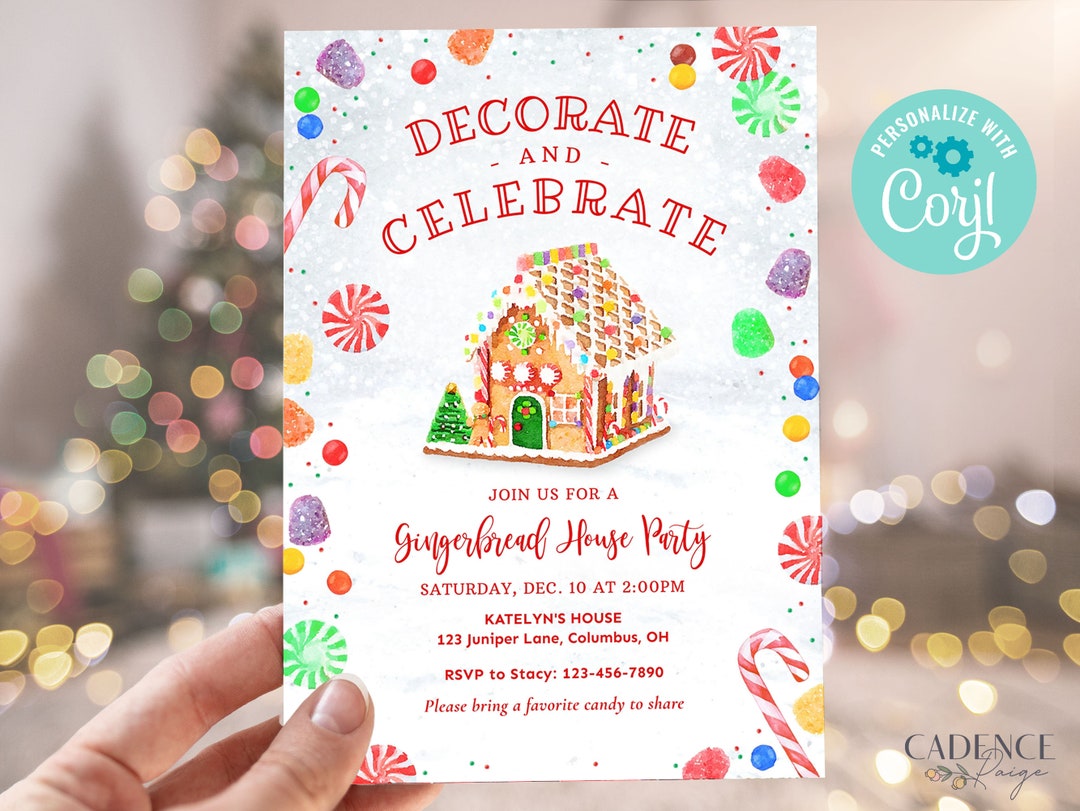 Gingerbread House Decorating Party Invitation, Fun Holiday Party ...