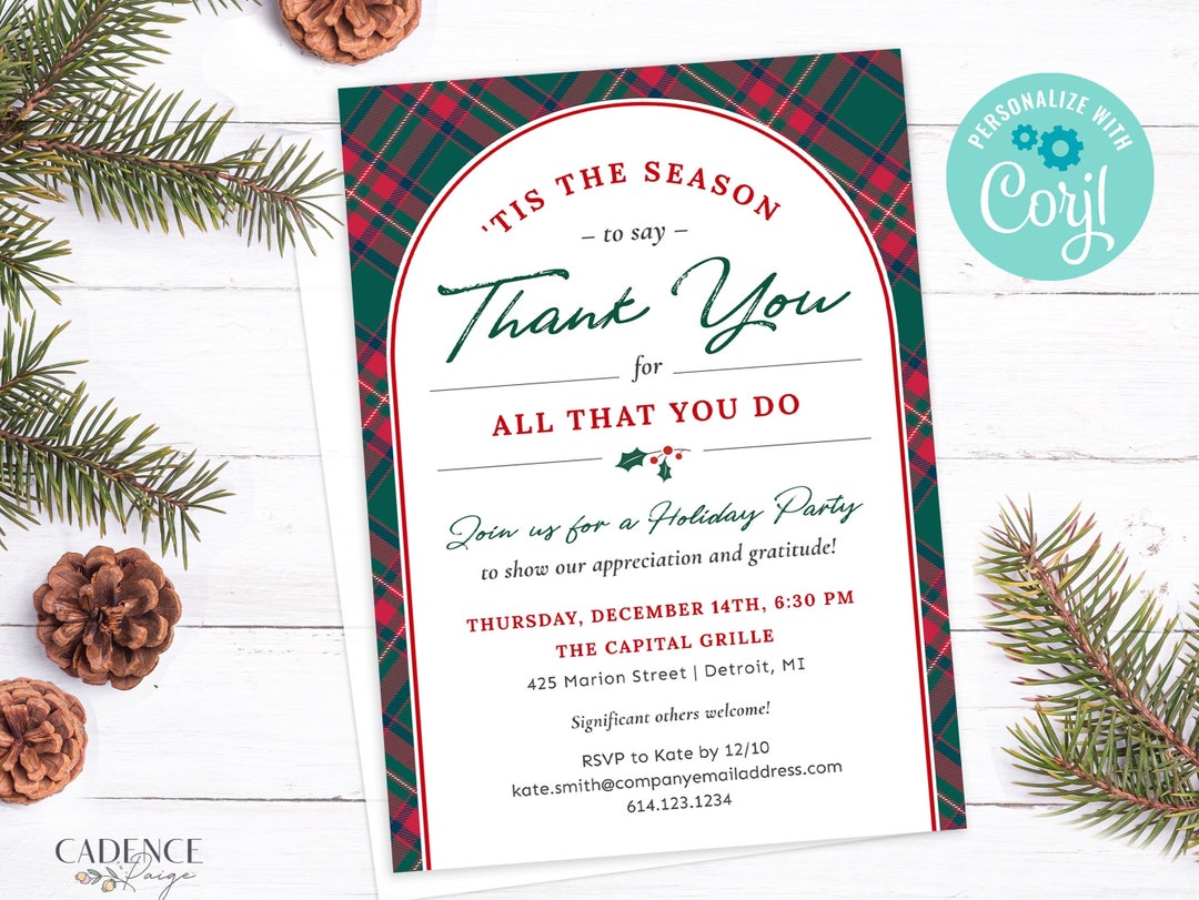 Company Holiday Party Invitation, Client Appreciation Invite, Office ...