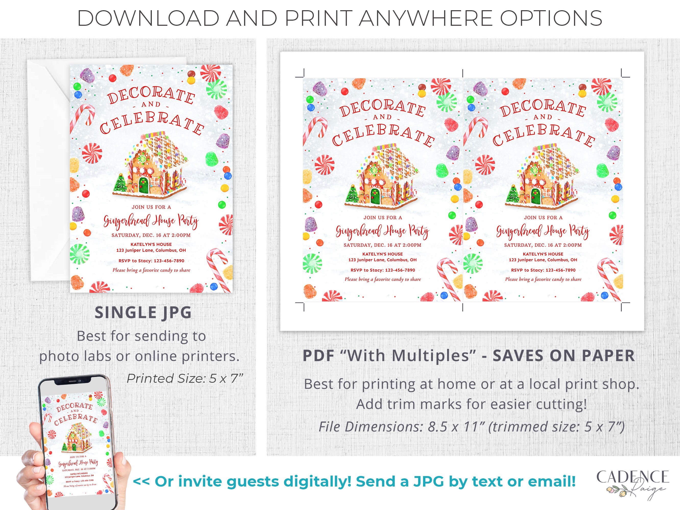 Gingerbread House Decorating Party Invitation, Fun Holiday Party ...