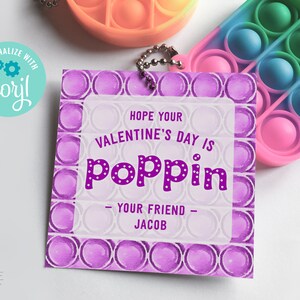 Valentine's Day Pop It Tags, Classroom Valentines, Printable Pop It ...