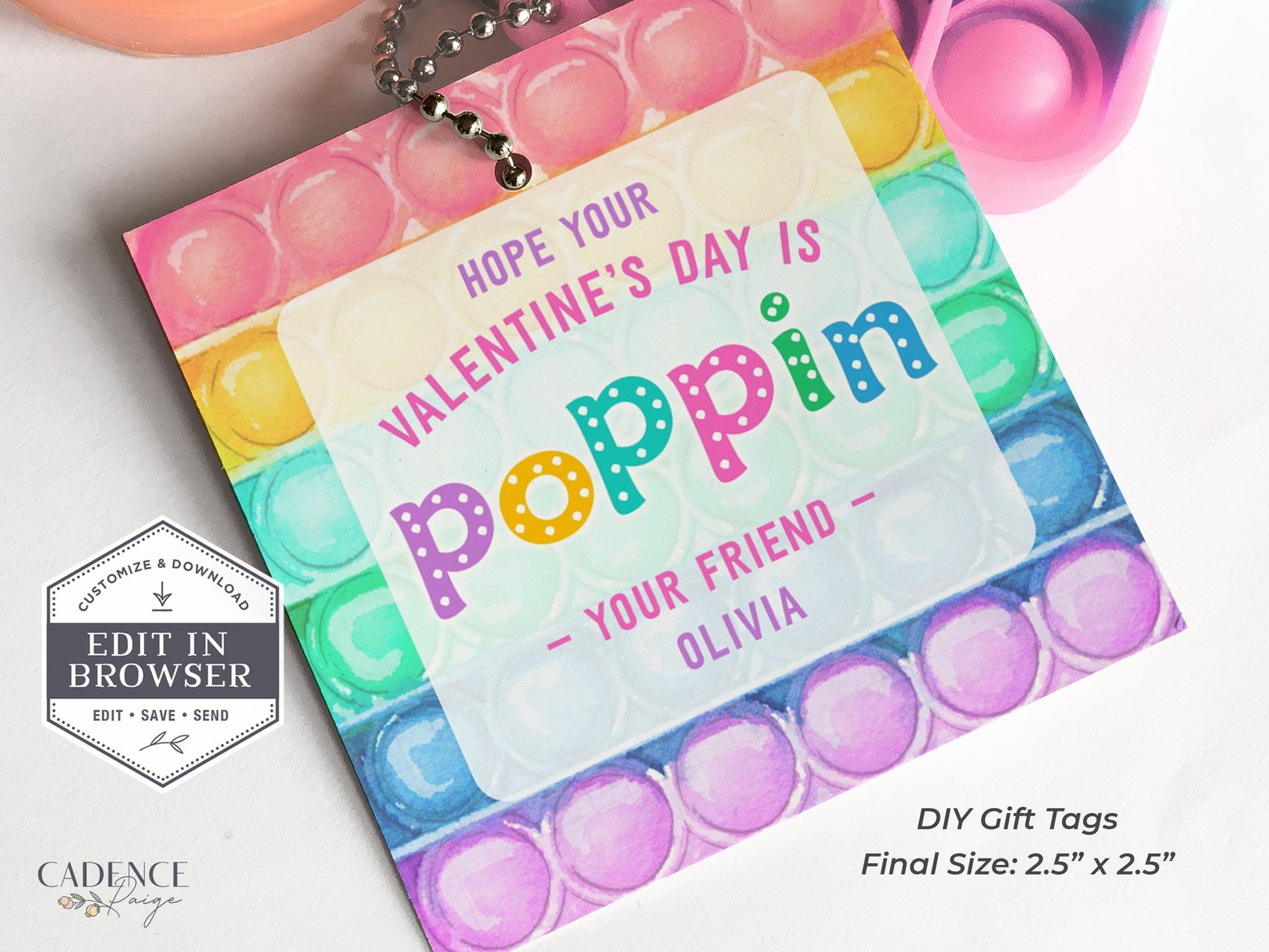 Valentine's Day Pop It Tags Class Valentine Tags - Etsy