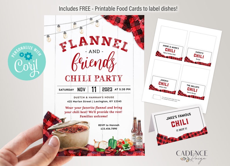 Chili Cook off Invitation, Chili Party, Chili Potluck Party Invitation ...