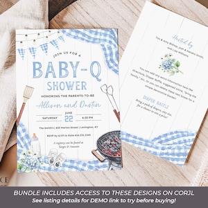 Blue Baby Q Baby Shower Bundle, BBQ Babyq Invitation Template, Editable ...